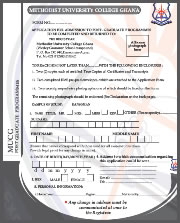 Application forms - Methodist University Ghana